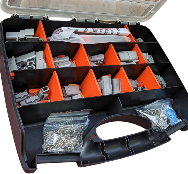 47pcs Deutsch DTM Connector Assortment Box & Terminal Crimp Tool - 12,